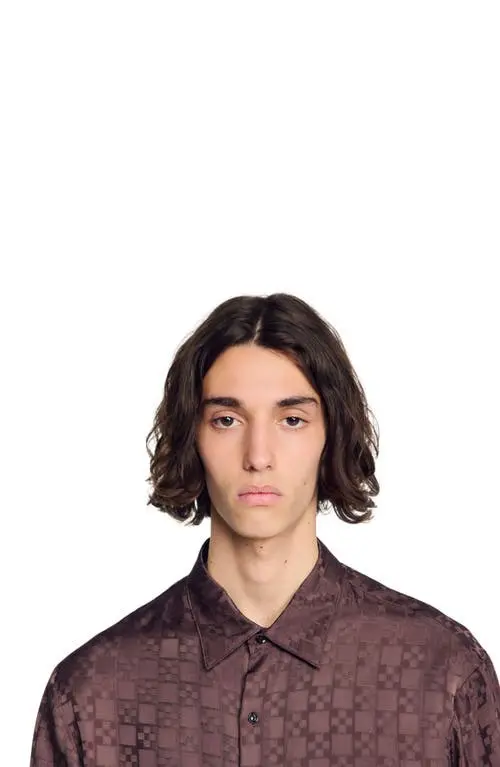 Sandro Square Cross Loose-fit Shirt - Chocolate