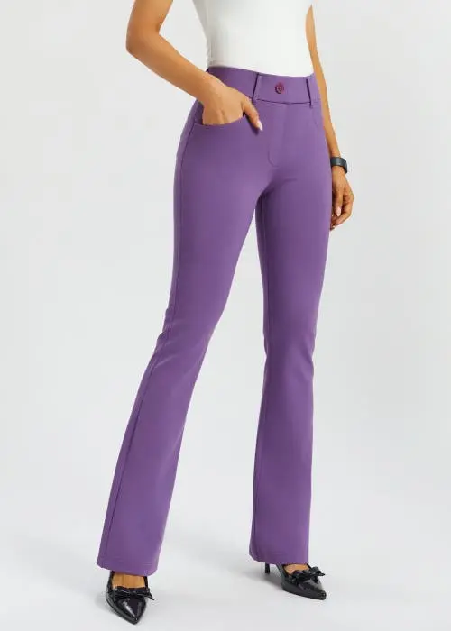 Betabrand 7-pocket Bootcut Dress Pant Yoga Pants - Grape