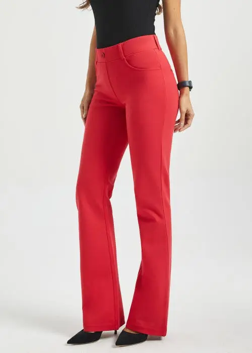 Betabrand 7-pocket Bootcut Dress Pant Yoga Pants - Red