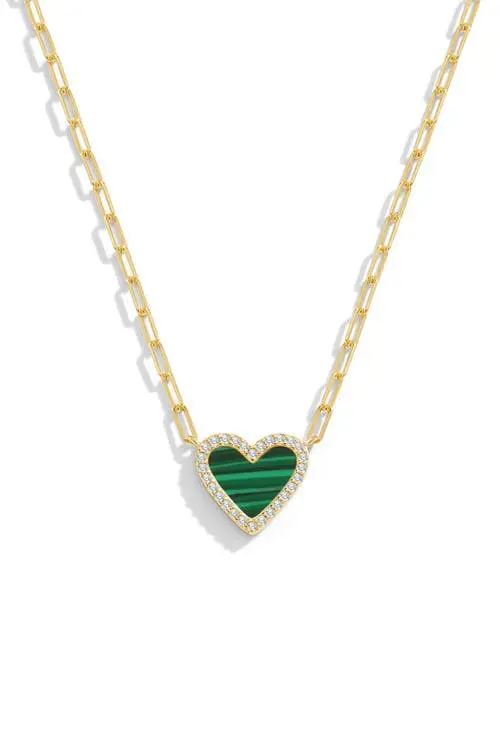 MINT & LILY Heart Paperclip Necklace - Malachite