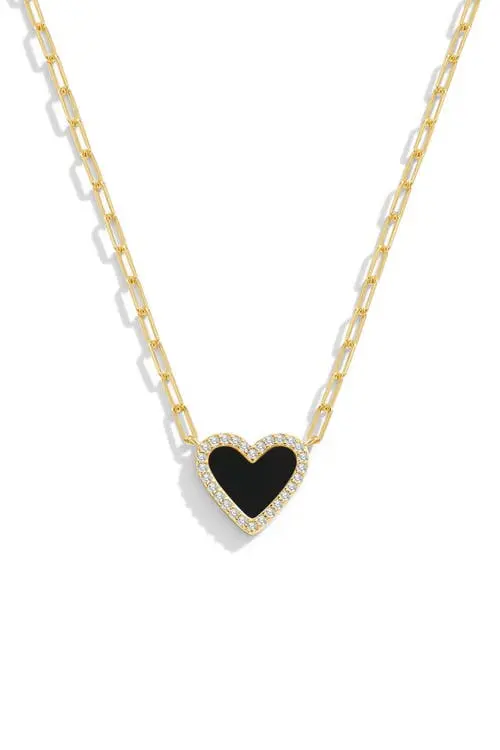 MINT & LILY Heart Paperclip Necklace - Onyx