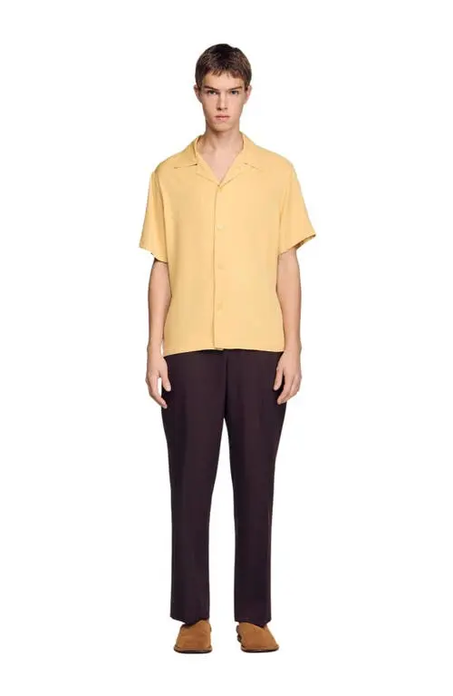Sandro Loose-fit Shark Collar Shirt - Light Yellow