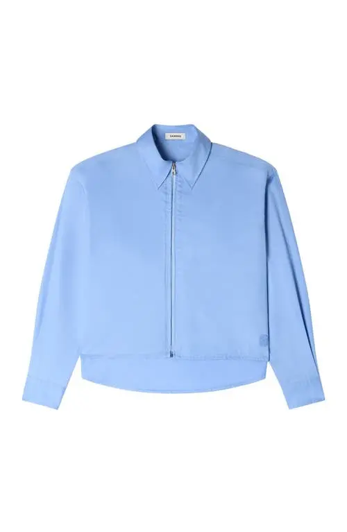 Sandro Cropped Cotton Shirt With Logo And Zip