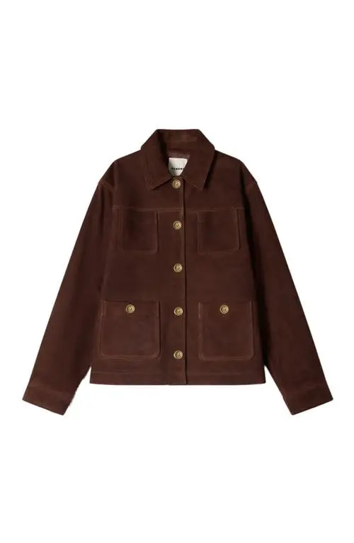 Sandro Suede Press-stud Jacket - Black Brown