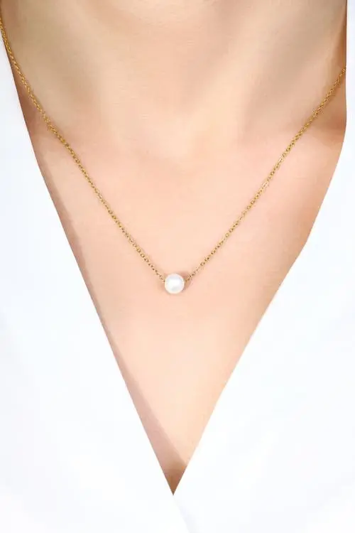 MINT & LILY Floating Pearl Necklace - Silver