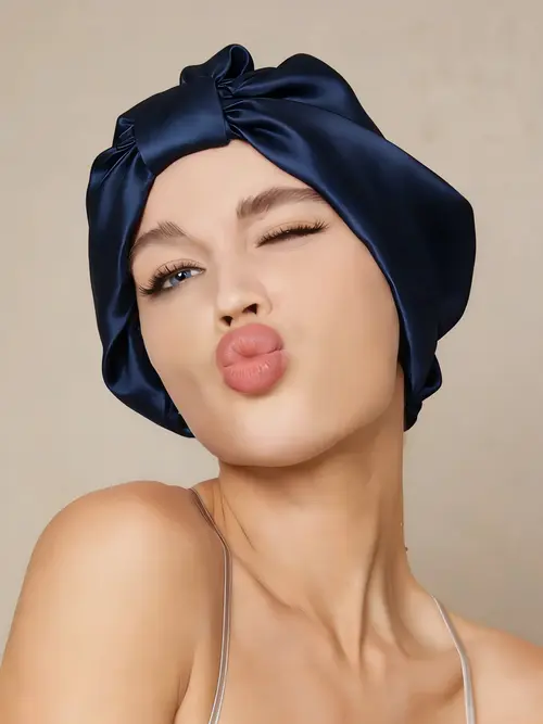 SILKSILKY Mulberry Silk Sleep Bonnet - Darkblue