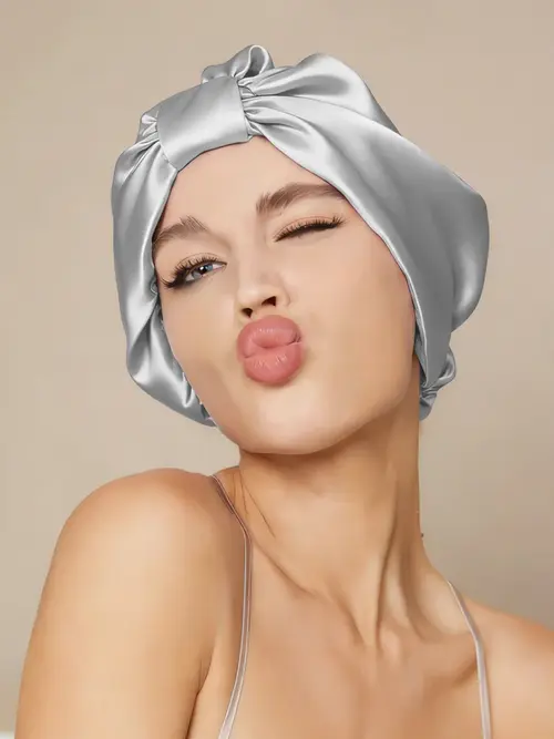 SILKSILKY Mulberry Silk Sleep Bonnet - Silver