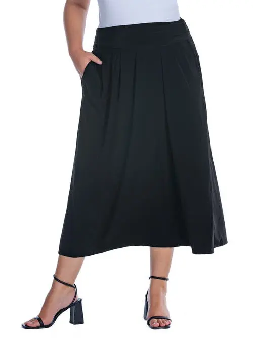 24SEVEN COMFORT APPAREL Foldover Maxi Skirt/strapless Dress - Black