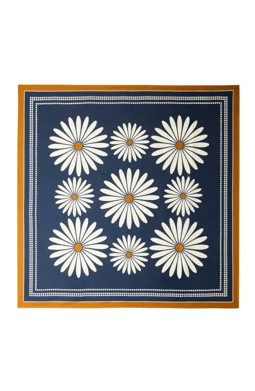 Sandro Floral Silk Scarf - Deep Blue/ocher