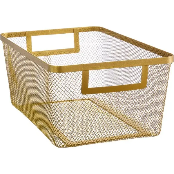 MDESIGN Metal Mesh Pantry Basket With Handlesset Of 2 - Soft Brass