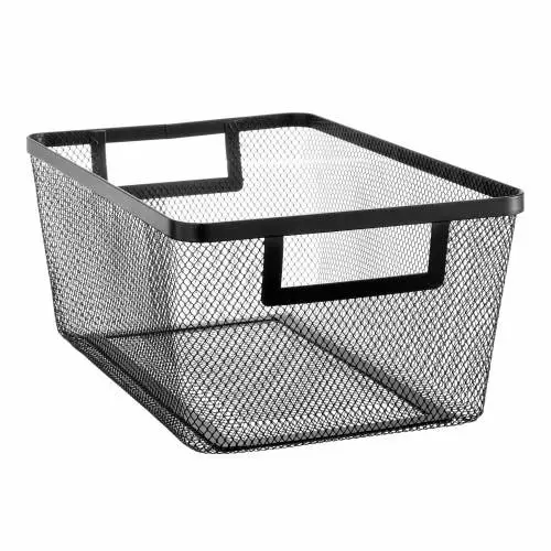 MDESIGN Metal Mesh Pantry Basket With Handlesset Of 2 - Matte Black