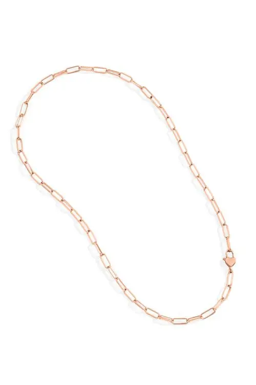 MINT & LILY Heart Padlock Chain Necklace - Rose Gold Plated