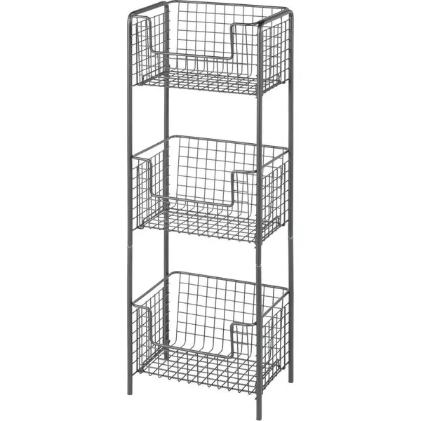 MDESIGN Steel Freestanding 3-tier Kitchen Organizer Tower - Graphite