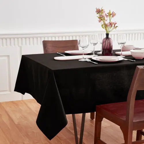 Solino Home Cotton Plain Tableclothdru - Black