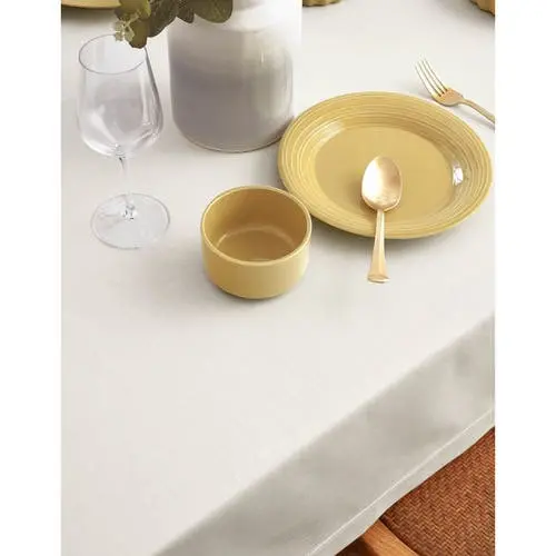 Solino Home Cotton Plain Tablecloth For Dining Table - Ivory