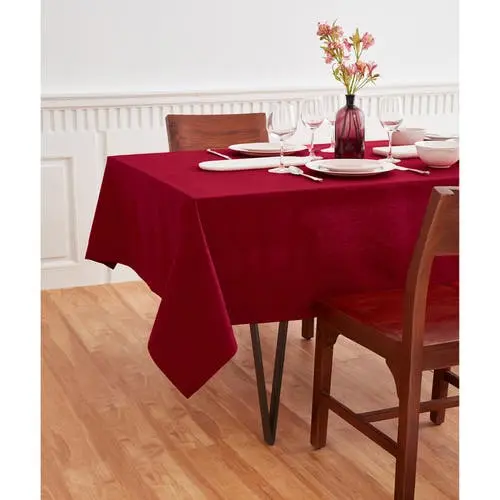Solino Home Cotton Plain Tablecloth For Dining Table - Red