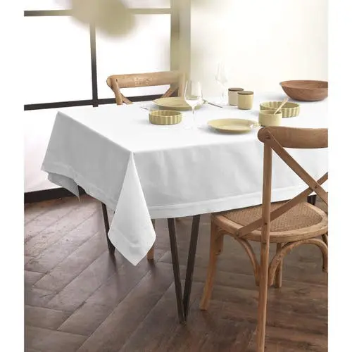 SOLINO HOME Cotton Linen Tableclothdru - White