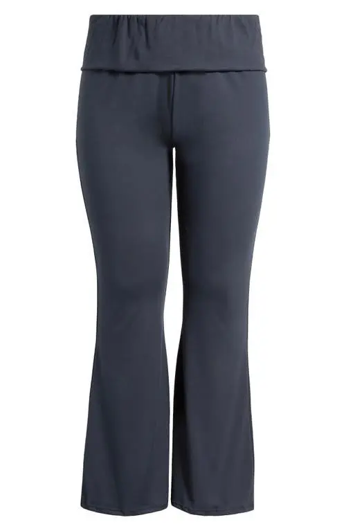 24SEVEN COMFORT APPAREL Bootcut Pants With Folded Waistband - Charcoal