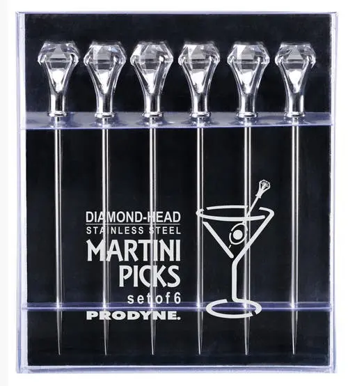 PRODYNE Diamond Head Martini Picks, Set Of 6