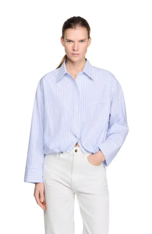 Sandro Cropped Striped Shirt