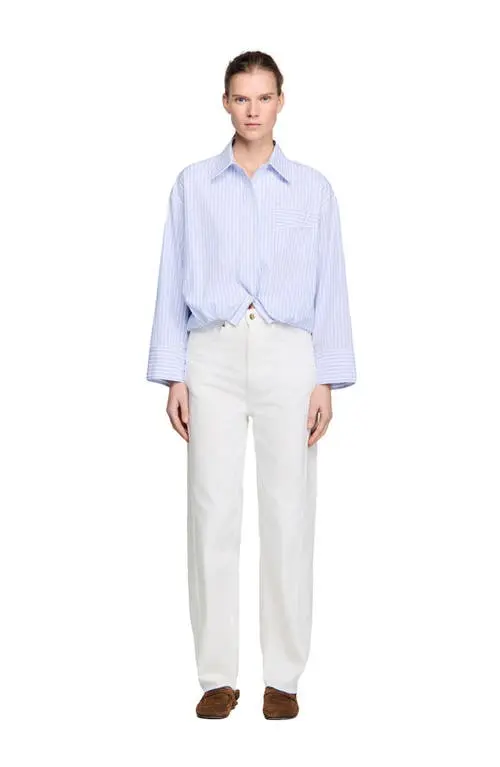 Sandro Cropped Striped Shirt