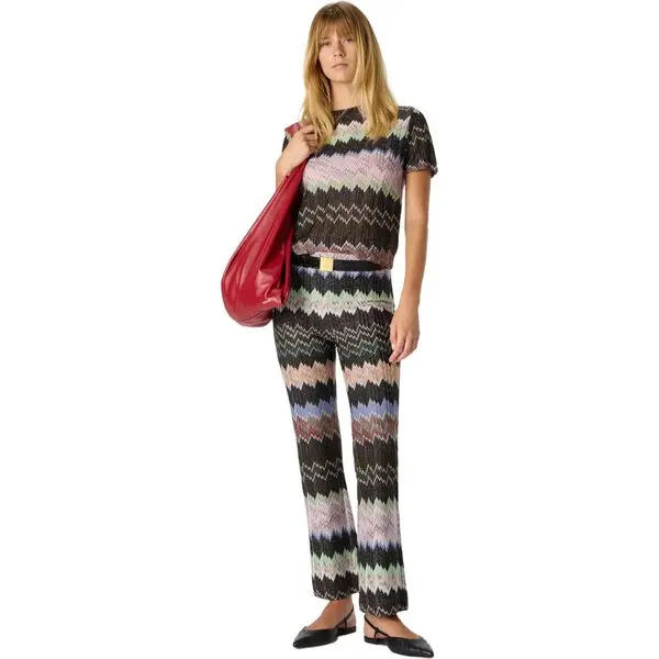 Missoni Cropped Trousers In Viscose Lamé Snake Motif - Multicoloured