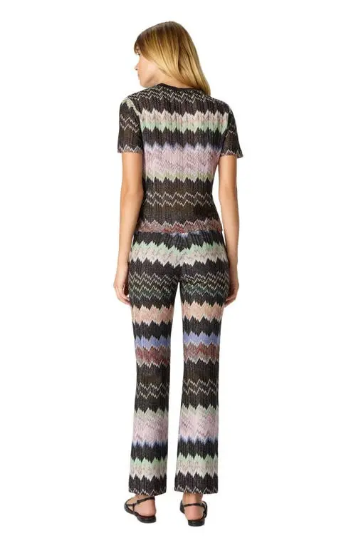 Missoni Cropped Trousers In Viscose Lamé Snake Motif