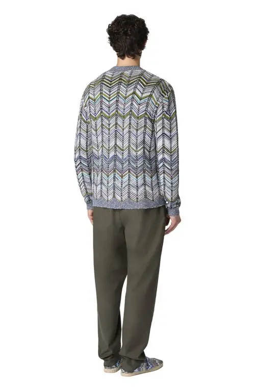 Missoni Cotton Chevron Cardigan With Pockets - Grey Multicoloured