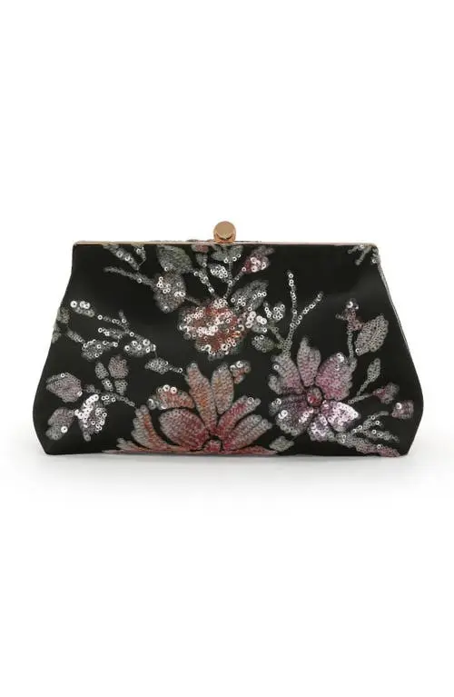 Badgley Mischka Lyric Sequin Floral Top Handle Pouch