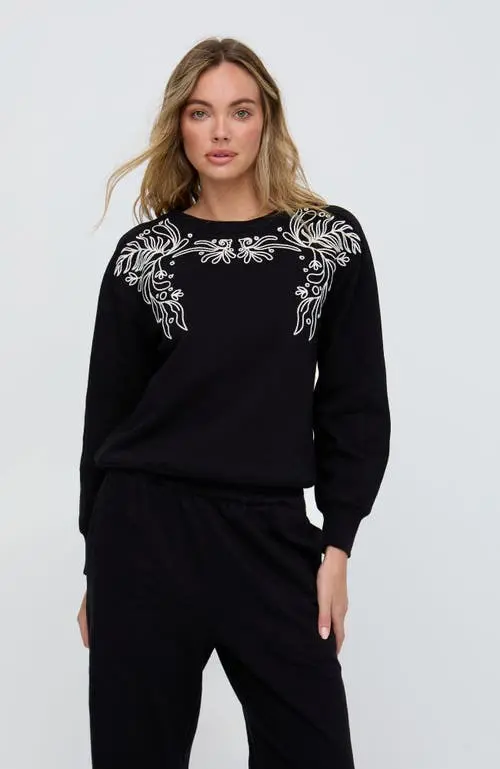 RAFFYA Long Sleeve Embroidered Sweatshirt