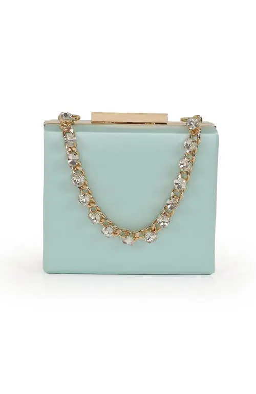Badgley Mischka Billie Mini Box Clutch With Rhinestone Chain - Light Mint Green