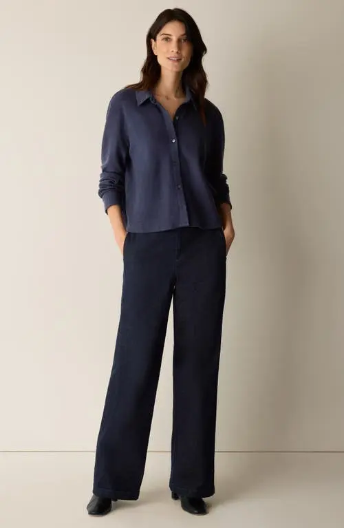 Eileen Fisher Classic Collar Crop Button-up Shirt