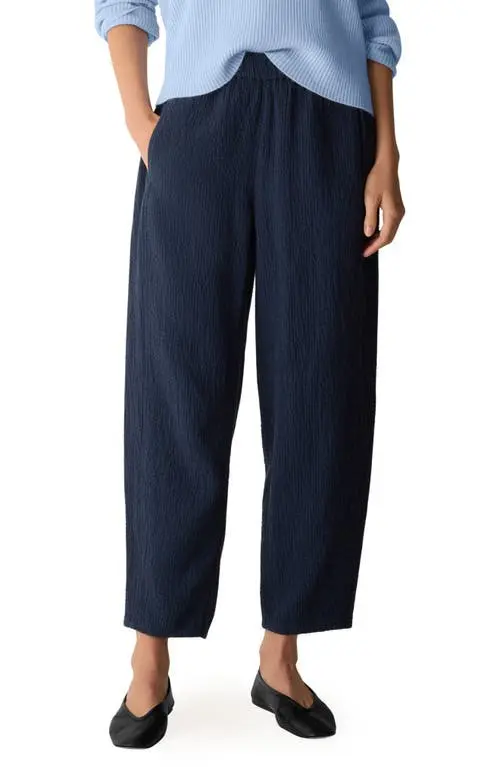 Eileen Fisher Stretch Organic Cotton Ankle Lantern Pants - Ink
