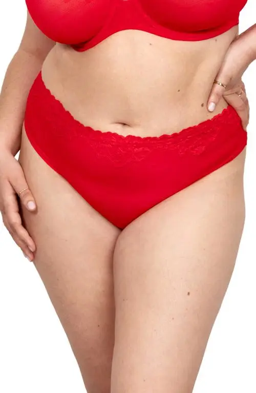 CURVY COUTURE Sheer Whisper High Cut Briefs - Diva Red