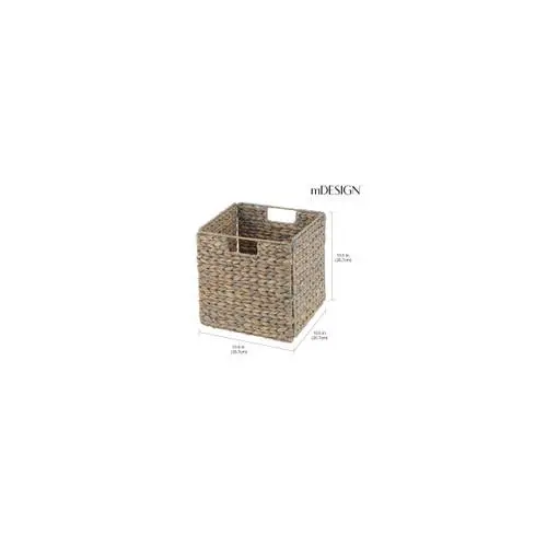 MDESIGN Hyacinth Woven Cube Bin Basket Organizer - Gray