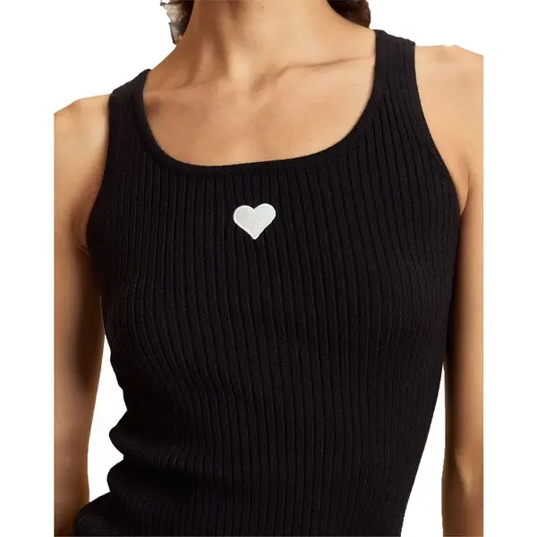 Cynthia Rowley Heart Rib Tank - Black