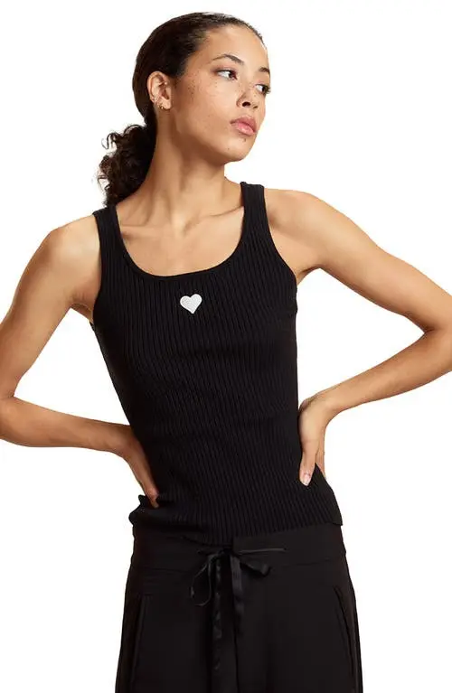 Cynthia Rowley Heart Rib Tank - Black