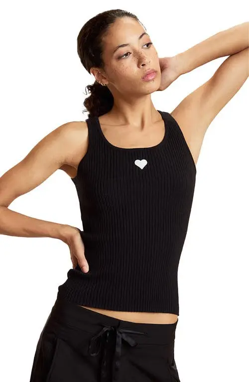 Cynthia Rowley Heart Rib Tank - Black