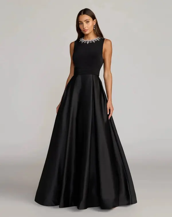 Mac Duggal Embellished High Neck Sleeveless A-line Gown