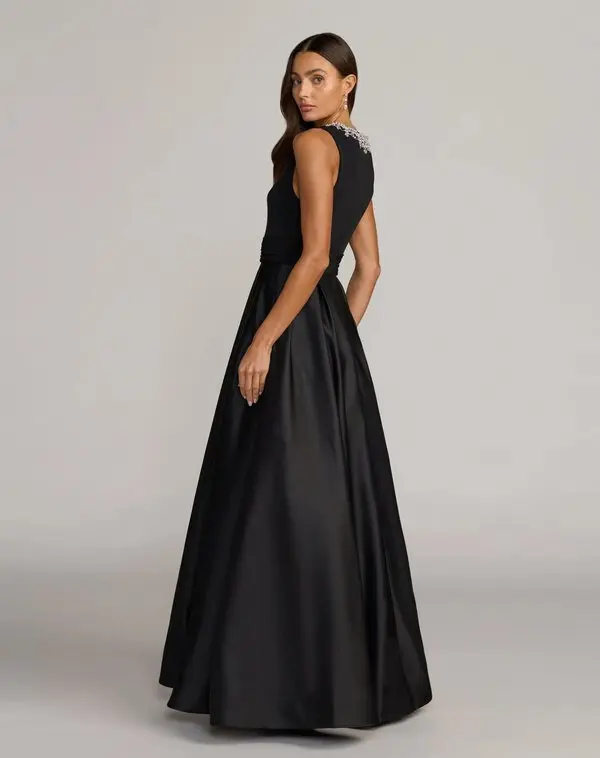 Mac Duggal Embellished High Neck Sleeveless A-line Gown