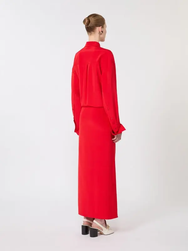 Max Mara Stretch Silk Shirt Dress - Red