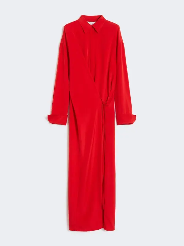 Max Mara Stretch Silk Shirt Dress - Red