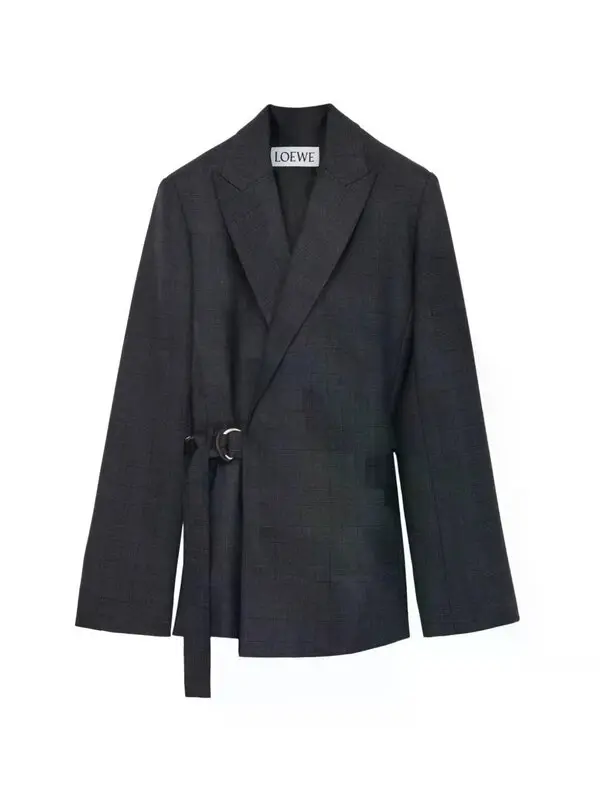 Loewe Check-patterned Blazer - Charcoal