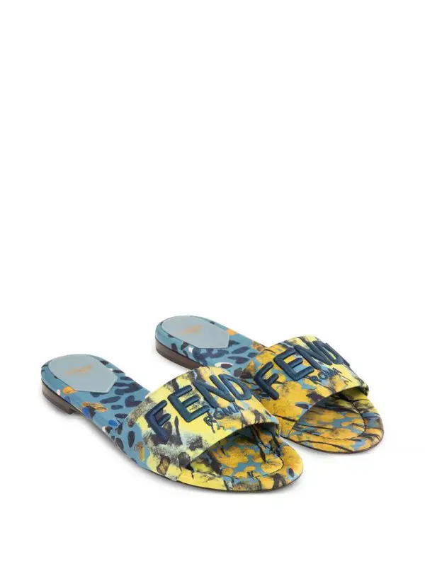 Fendi Logo Embroidery Slides