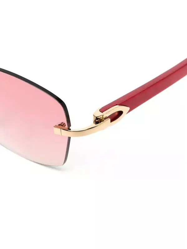 Cartier Rimless Rectangle Sunglasses - Red