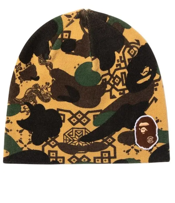 A BATHING APE X Clot Camo Beanie - Yellow