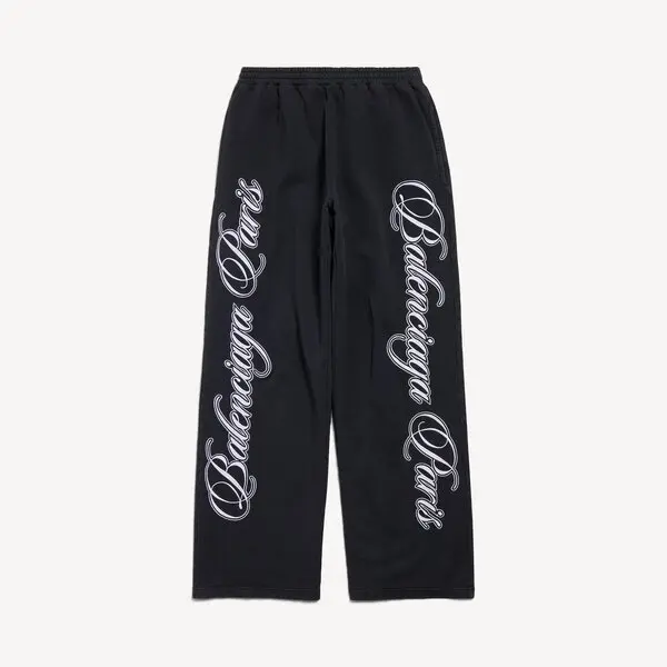 Balenciaga Cursive Baggy Pants - Black