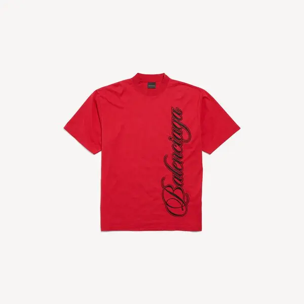 Balenciaga Cursive Medium Fit T-shirt - Red