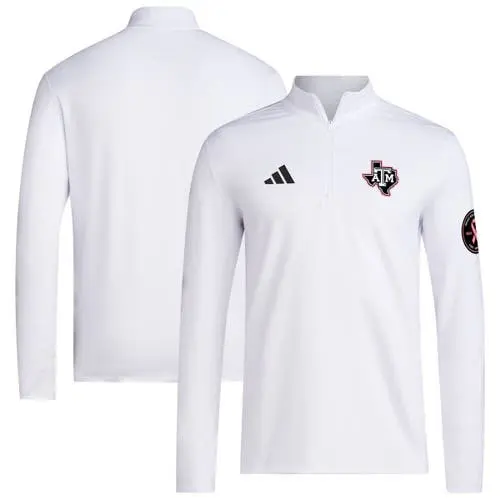 Adidas Texas A&m Aggies Wear Pink Quarter-zip Pullover