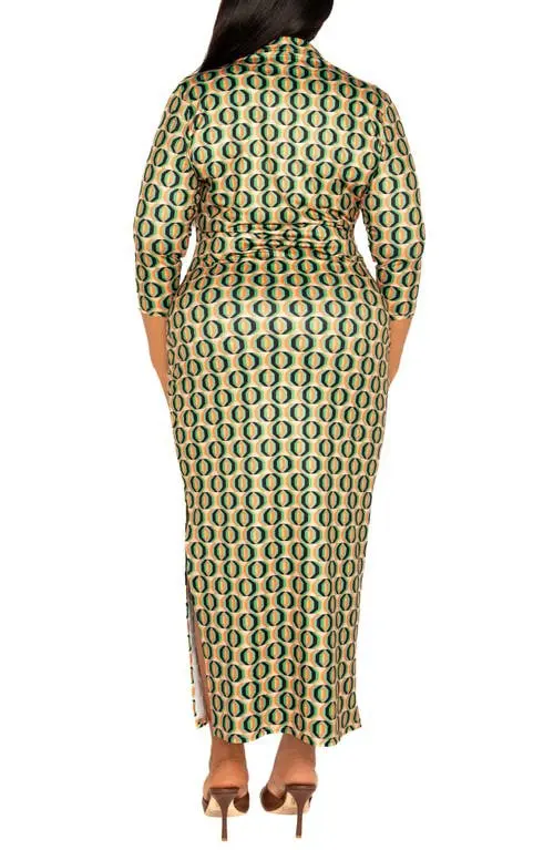 BUXOM COUTURE Geometric Print Body-con Maxi Dress